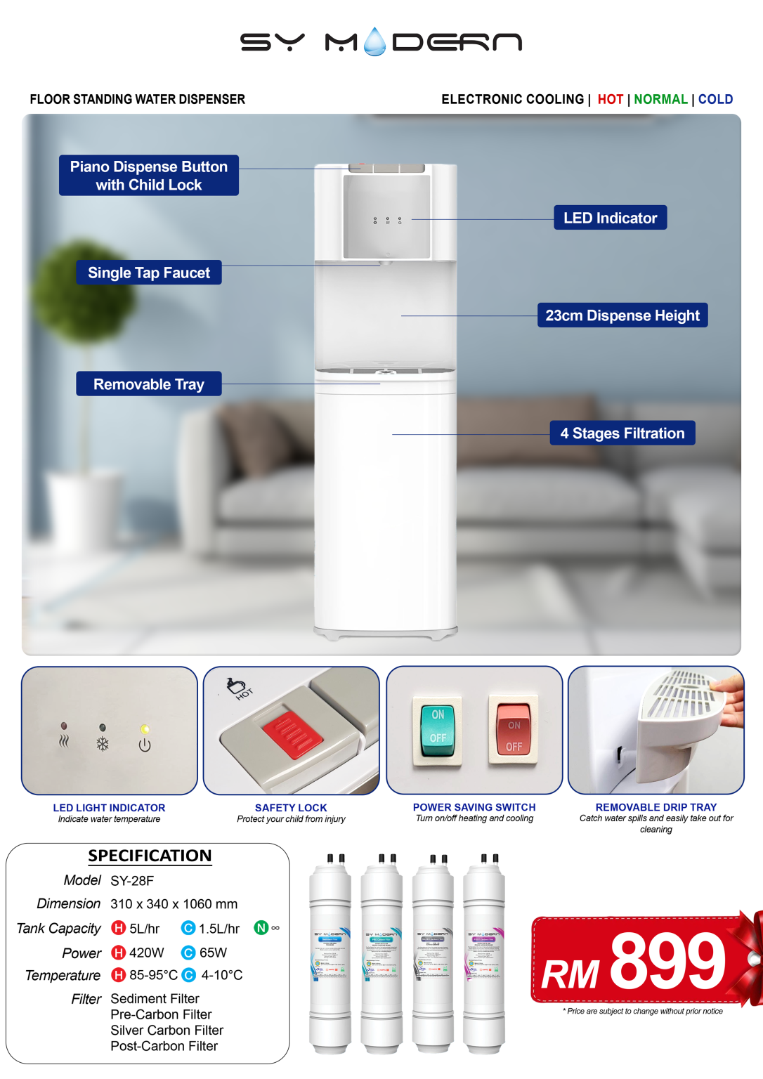 Hot Warm Cold Floor Standing Water Dispenser - Electronic Fan Cooling ...